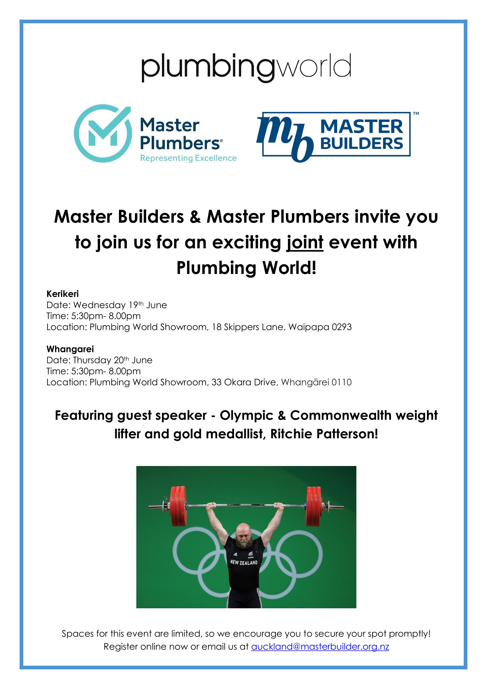 Display event - Whangarei RMBA & Master Plumbers event with Plumbing World!